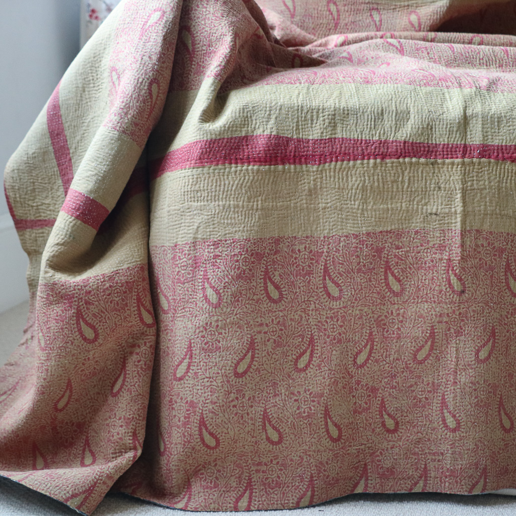 Rupa Kantha (Pink & Beige with Blue) - Shenouk